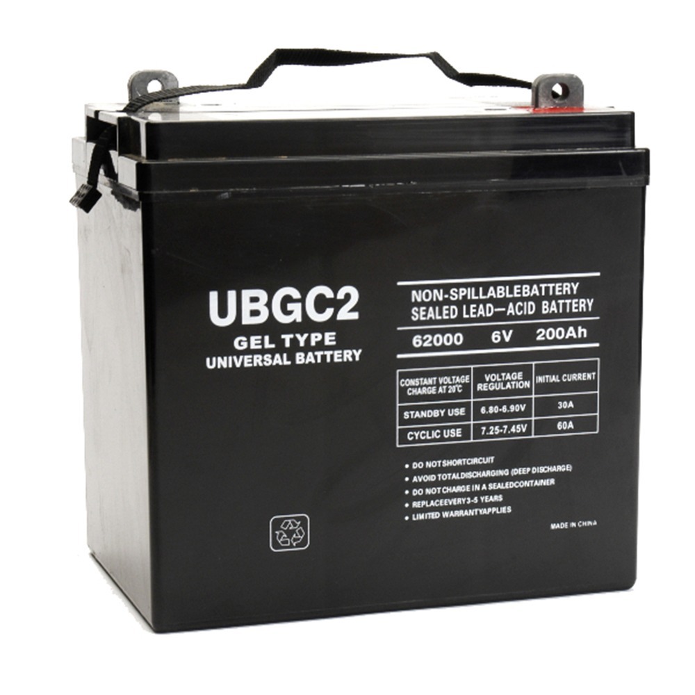 UPG UBGC2GEL UB-GC2 Golf Cart Gel Battery 6V 200Ah Capacity - L5 Terminal